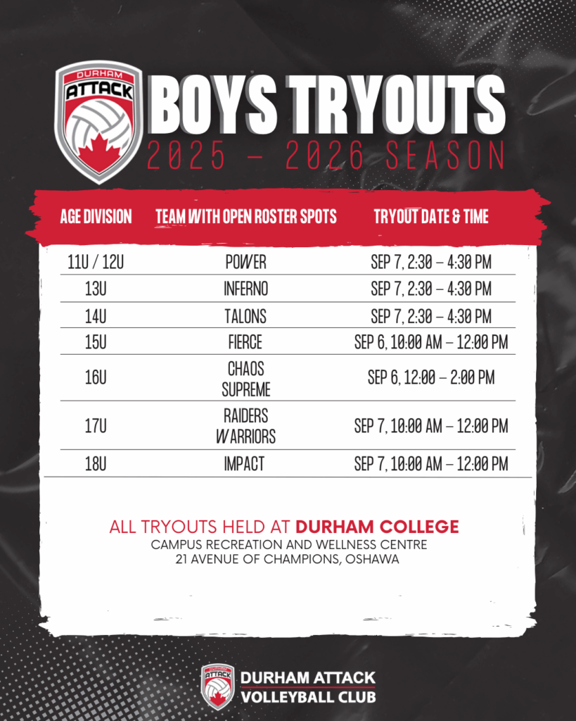 2025-2026 Durham Attack Tryouts | Durham Attack Volleyball Club
